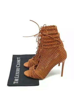 GIANVITO ROSSI Woven Lace-up Stiletto Boots