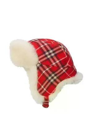 Burberry Checked Wool Trapper Hat - Red