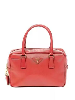Prada Triangle Logo Tote Bag - Red