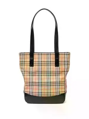 Burberry Check Pattern Tote Bag - Neutrals