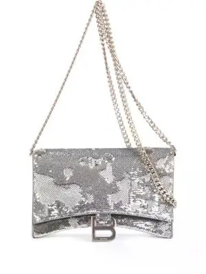 Balenciaga Sequin-embellished Chain Bag - Silver