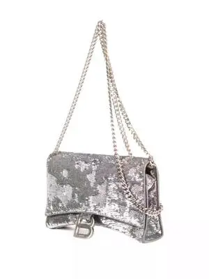 Balenciaga Sequin-embellished Chain Bag - Silver