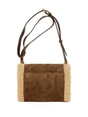 Saint Laurent Quilted Suede Mini Bag With Shearling Trim