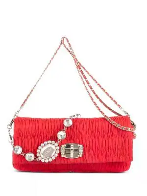 Miu Miu Pleated Crystal-embellished Bag - Red
