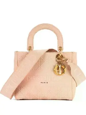 Dior Cannage Embroidered Handbag - Pink