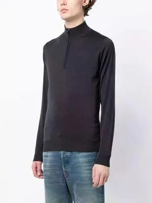John Smedley Barrow Zip Pullover Jumper - Black