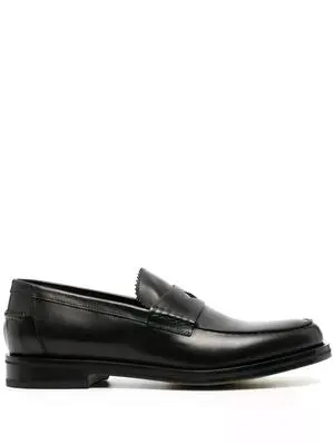 DOUCAL'S Leather Penny Loafers - Black