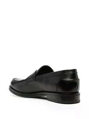 DOUCAL'S Leather Penny Loafers - Black