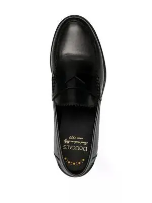 DOUCAL'S Leather Penny Loafers - Black