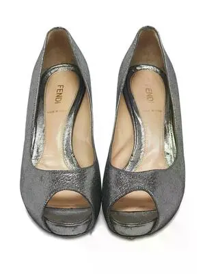 Fendi Peep-toe Stiletto Pumps - Grey