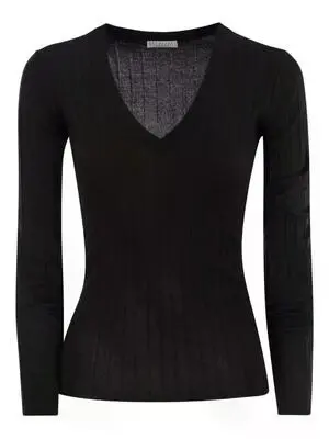 Brunello Cucinelli Ribbed V-neck Sweater