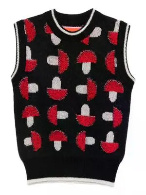 La DoubleJ Mushroom Motif Vest - Black
