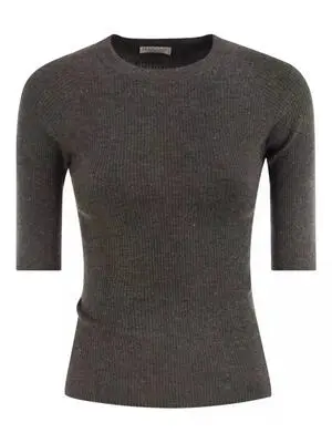 Brunello Cucinelli Ribbed Half-sleeve Sweater