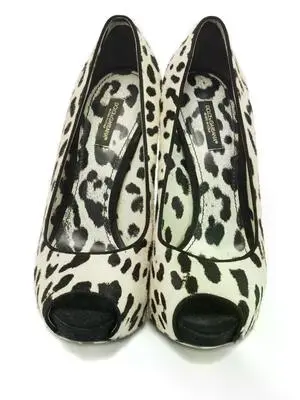 Dolce & Gabbana Leopard-print Peep-toe Pumps - Neutrals