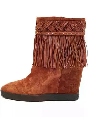 LE SILLA Fringed Suede Wedge Boots