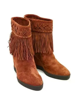 LE SILLA Fringed Suede Wedge Boots