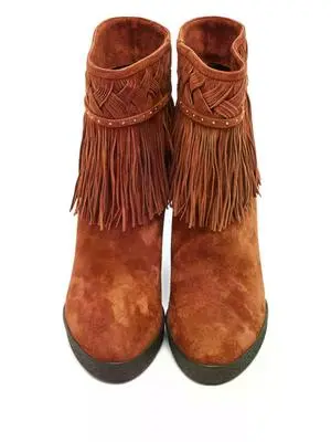 LE SILLA Fringed Suede Wedge Boots