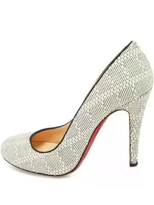 CHRISTIAN LOUBOUTIN Woven Round-toe Pumps - White