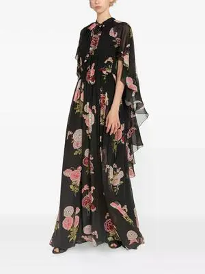 Giambattista Valli Tie-neck Floral Maxi Dress