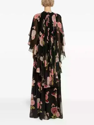 Giambattista Valli Tie-neck Floral Maxi Dress