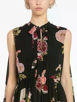 Giambattista Valli Tie-neck Floral Maxi Dress