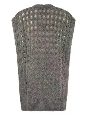 Herno Open-work Sleeveless Cardigan - Grey