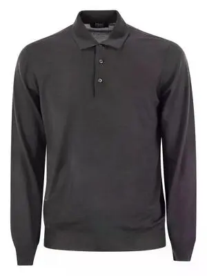 FEDELI Three-button Long-sleeve Polo Shirt