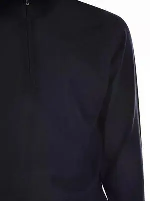 John Smedley High-neck Zip Sweater - Blue