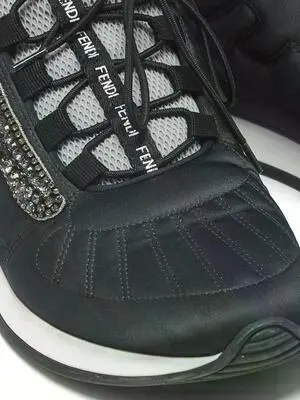 Fendi Crystal-embellished Lace-up Sneakers