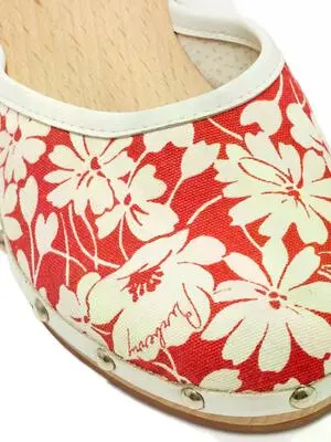 Burberry Floral-print Leather Mules