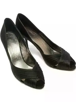 FERRAGAMO Societe Pleated Peep-toe Pumps