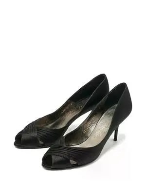FERRAGAMO Societe Pleated Peep-toe Pumps