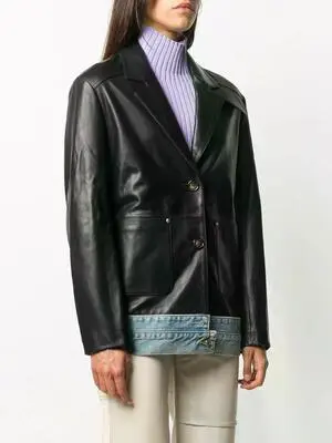 Andersson Bell Molly Denim Layered Leather Jacket