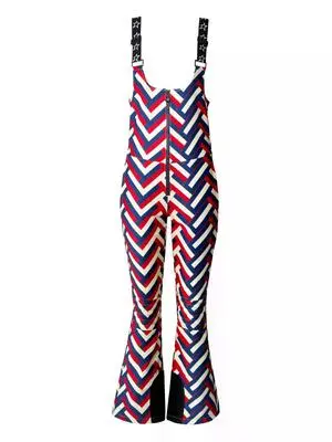 Perfect Moment Chevron-pattern Zip-up One-piece - Red