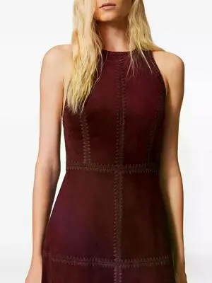 TWINSET Embroidery Suede Midi Dress