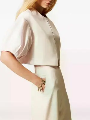 TWINSET Duchess-satin Puff-sleeve Cropped Jacket - Pink