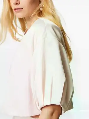 TWINSET Duchess-satin Puff-sleeve Cropped Jacket - Pink
