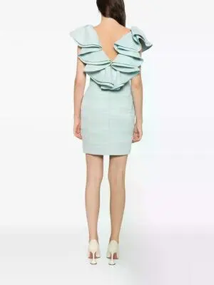 SAIID KOBEISY Ruffled Tweed Short Dress