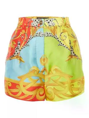Versace Acanthus-print Satin Shorts