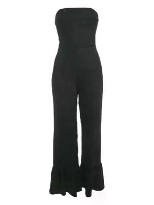 Amanda Uprichard Strapless Flounced Hem Jumpsuit - Black
