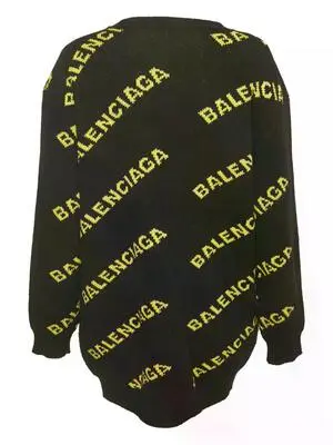 Balenciaga Buttoned Logo-pattern Knit Top