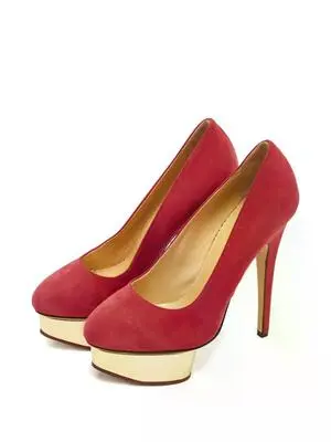 CHARLOTTE OLYMPIA Dolly Platform-heel Suede Pumps - Red