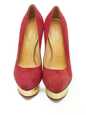 CHARLOTTE OLYMPIA Dolly Platform-heel Suede Pumps - Red
