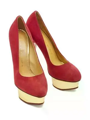 CHARLOTTE OLYMPIA Dolly Platform-heel Suede Pumps - Red