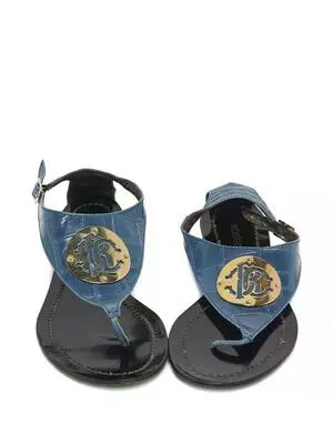 Roberto Cavalli Croc-embossed Logo Sandals