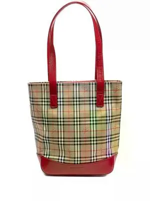 Burberry Check-pattern Leather-trimmed Tote - Neutrals