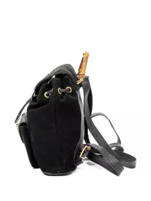 Gucci Suede Bamboo-handle Backpack - Black