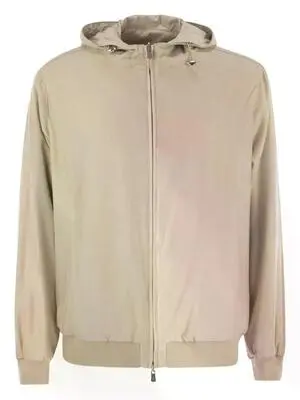 Fedeli Reversible Hooded Bomber Jacket - Neutrals
