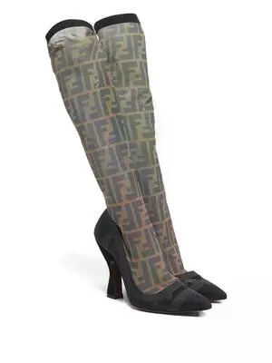 Fendi Colibri Zucca-patterned Knee High Boots