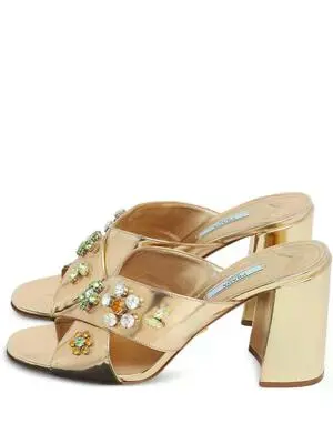 Prada Block-heel Sandals - Gold